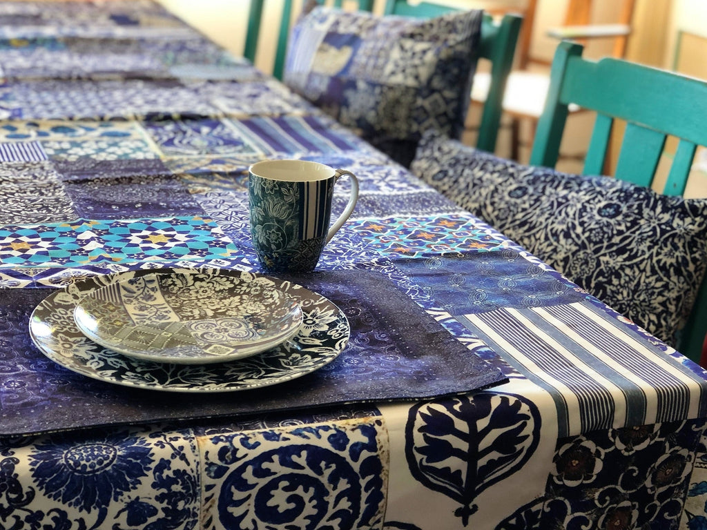 Anna Chandler Canvas Tablecloth Blue Nomad - 140 x 250cm – Calico House